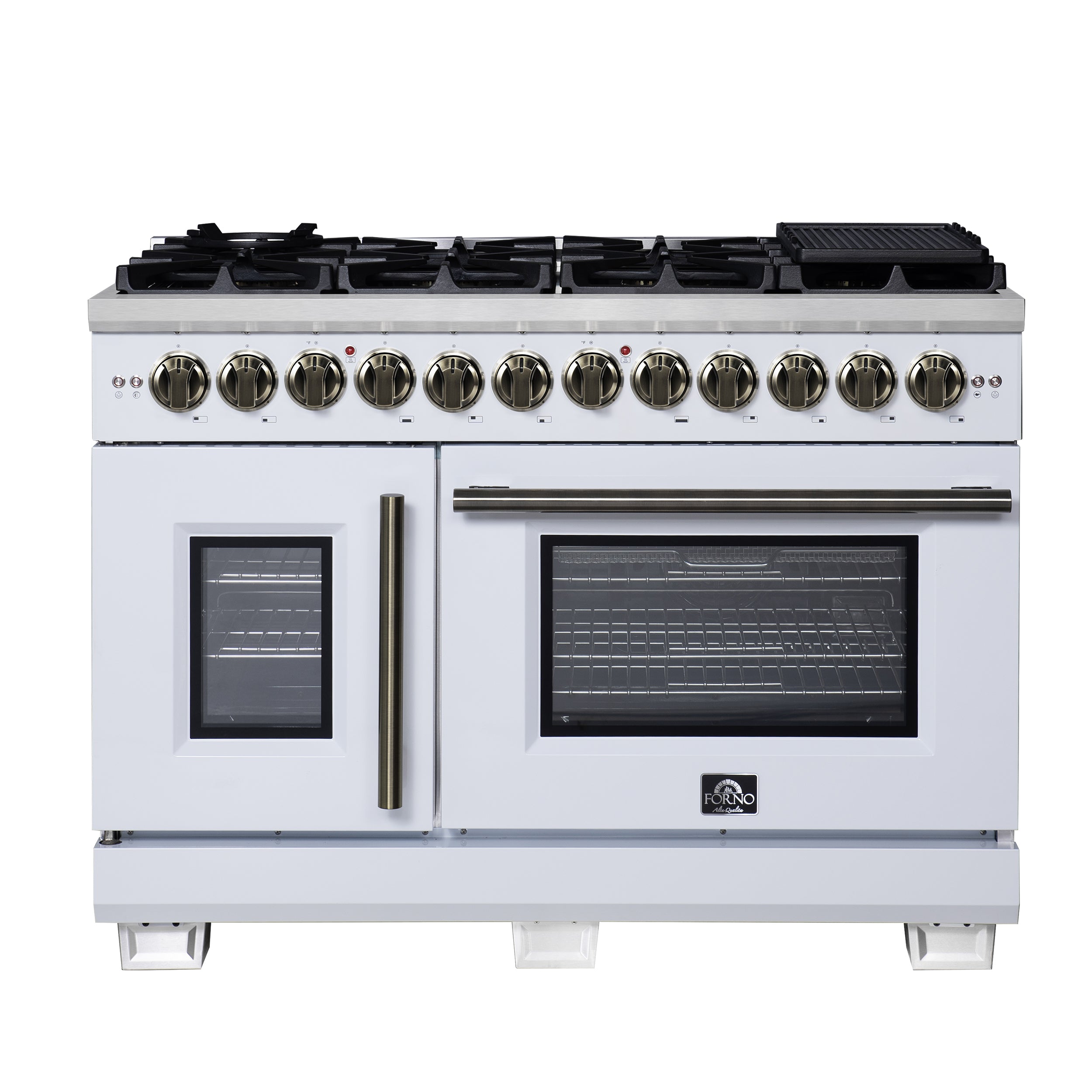Forno Capriasca 48 Inch Freestanding French Door Dual Fuel Range in Wh ...